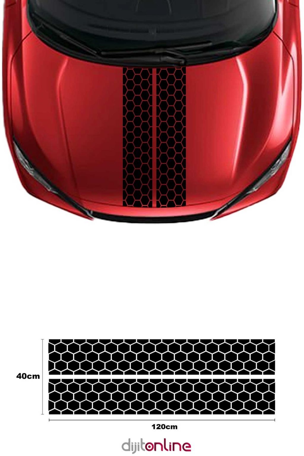 Ön kaput Şerit Sticker – Oto Sticker – Araba Sticker 120cm - Dijitonline